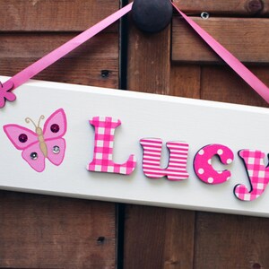 Personalised White and Pink Wooden Door Sign for Nursery and - Etsy