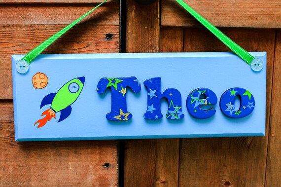 Space Themed Wooden Door Sign - Etsy