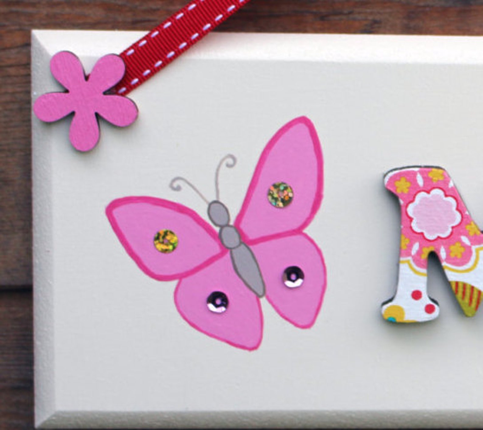 Girls' Wooden Bedroom Door Sign / Name Plaque With Floral | Etsy