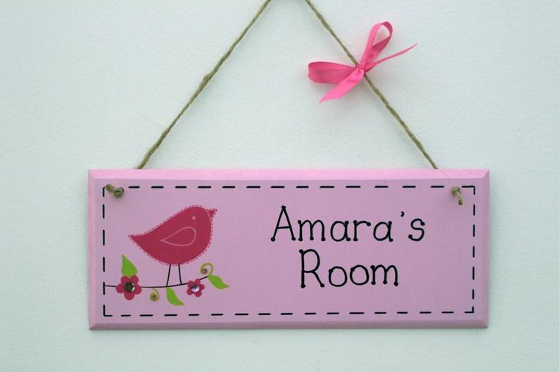 Children's Pink Wooden Bedroom Door Sign / Name Plaque | Etsy
