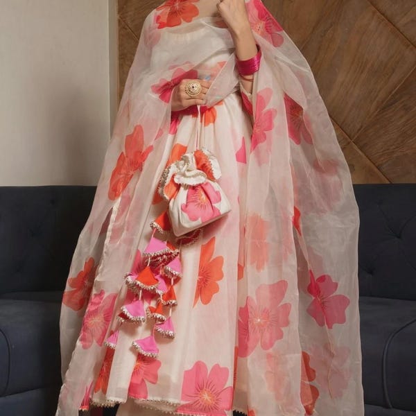 Organza Anarkali Suits - Etsy UK