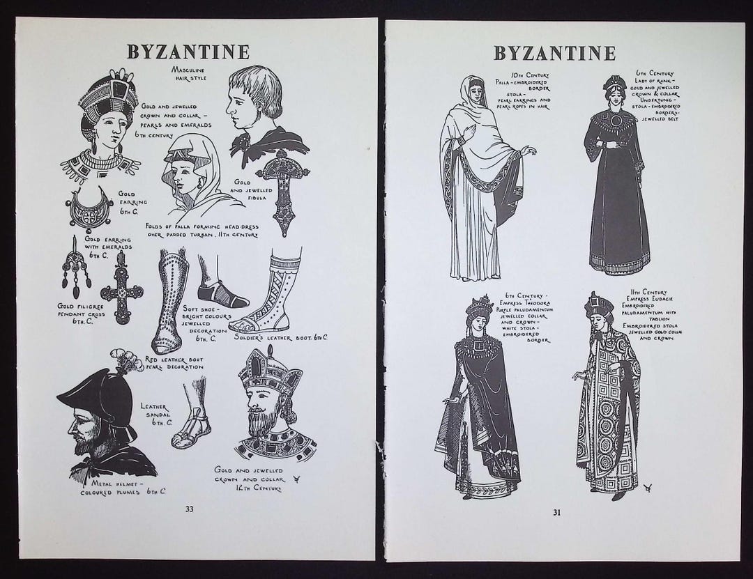 Vintage Doreen Yarwood Print Set – Byzantine Costume – 2 Plates ...