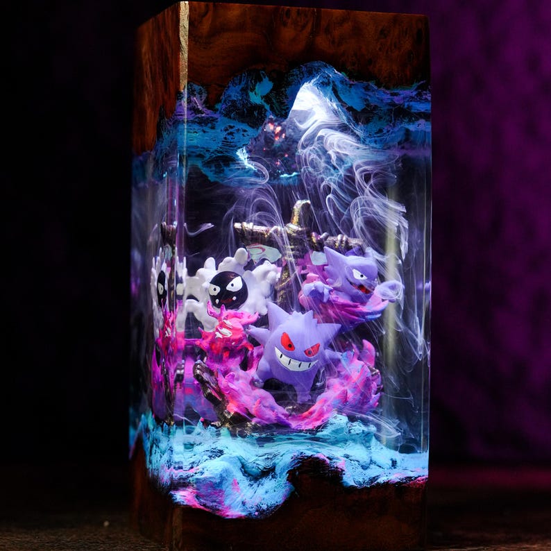Gen.gar Resin Lamp, Handmade Poke.mon Night Light, Ghost Type Anime ...