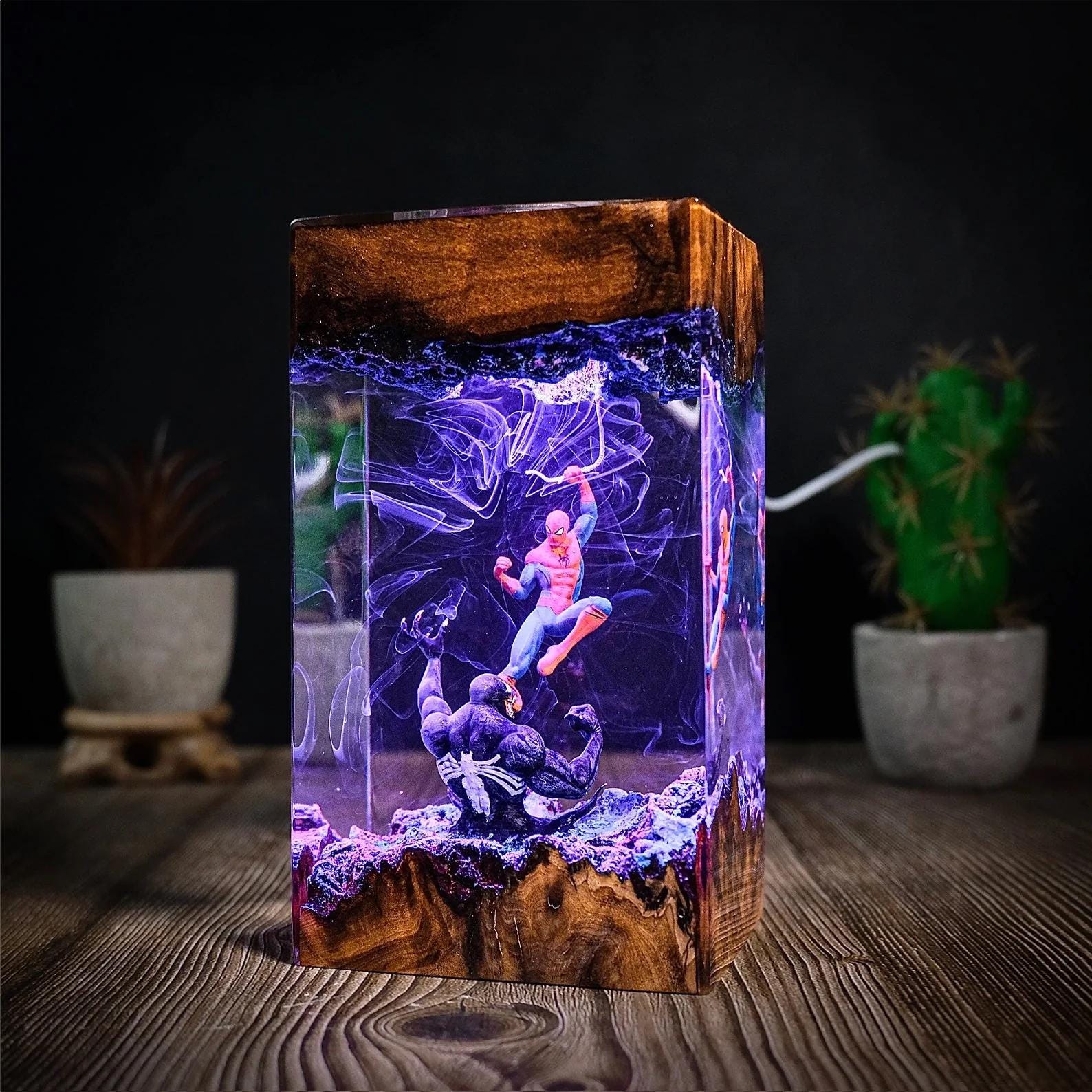 Spider Hero Resin Lamp – Handmade Epoxy Resin Night Light, Web Hero ...