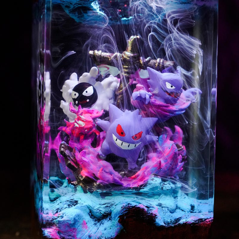 Gen.gar Resin Lamp, Handmade Poke.mon Night Light, Ghost Type Anime ...