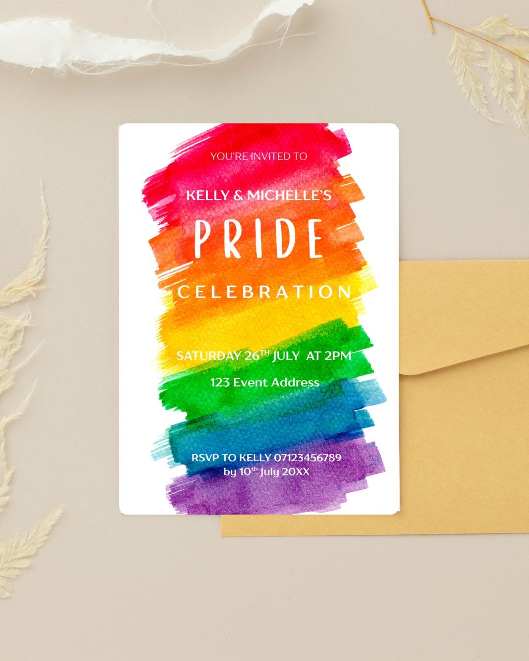 Editable Pride Party Invitation: Rainbow Celebration (digital Download ...
