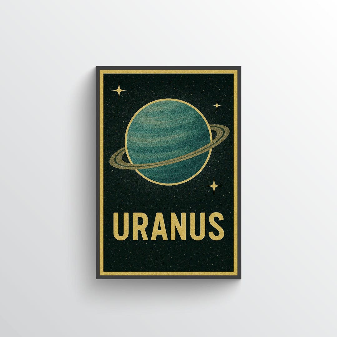 Uranus Vintage Poster – 16x24 Inch Printable Planet Art – Vintage Space ...
