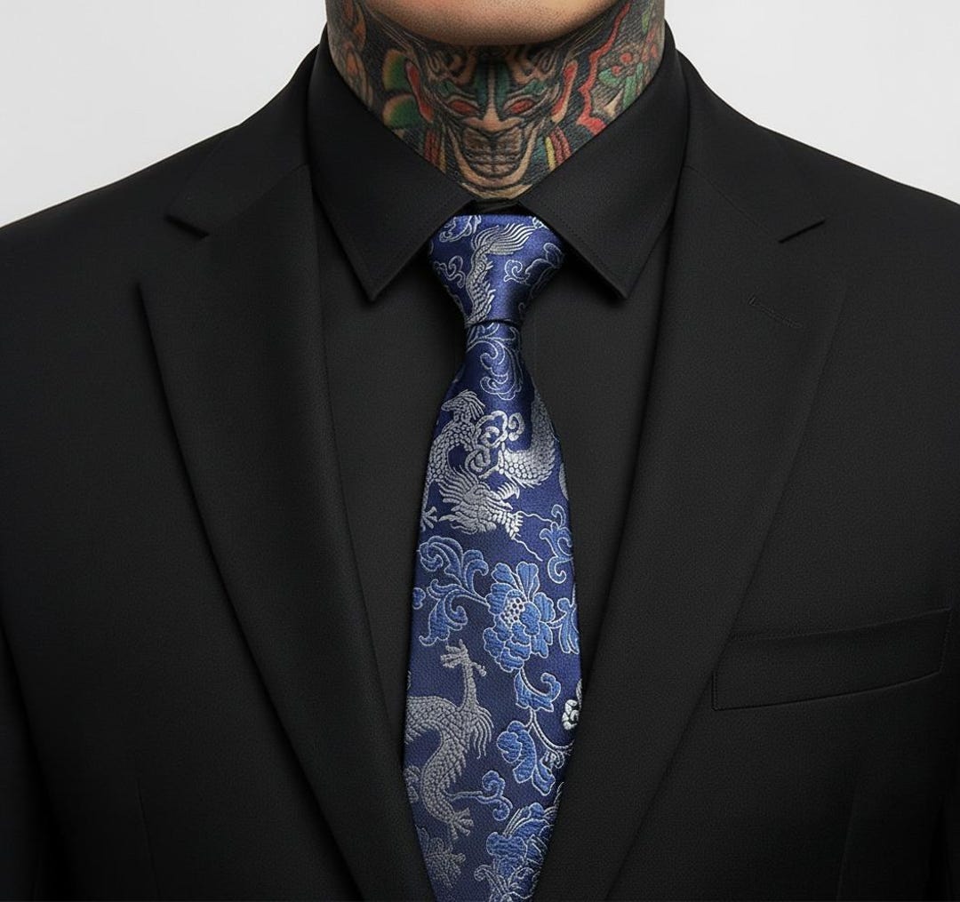 Japanese Silk Dragon Necktie: Handmade Yakuza Style Kimono Tie - Etsy