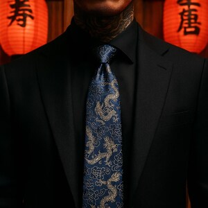 Japanese Silk Dragon Necktie: Handmade Yakuza Style Kimono Tie - Etsy