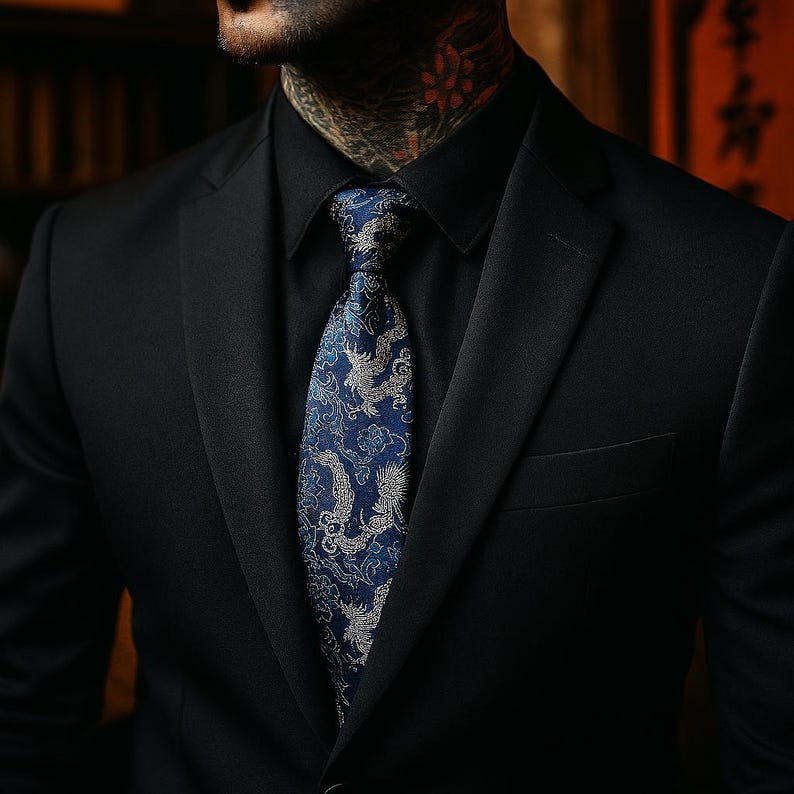 Japanese Silk Dragon Necktie: Handmade Yakuza Style Kimono Tie - Etsy