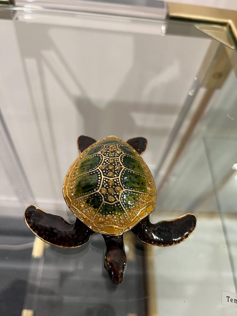 Cristiani Collezione Jeweled Turtle Trinket Box – Enamel Keepsake - Etsy