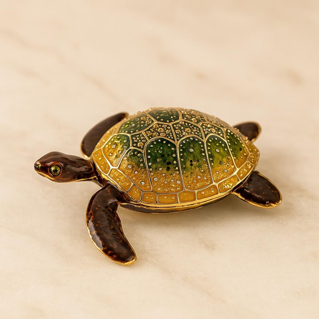 Cristiani Collezione Jeweled Turtle Trinket Box – Enamel Keepsake - Etsy