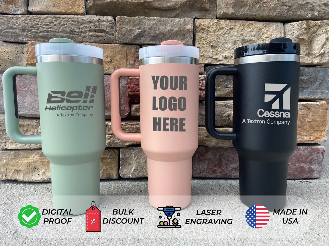 Custom Logo 40oz Tumbler, Personalized Text Image Drinkware With Handle ...