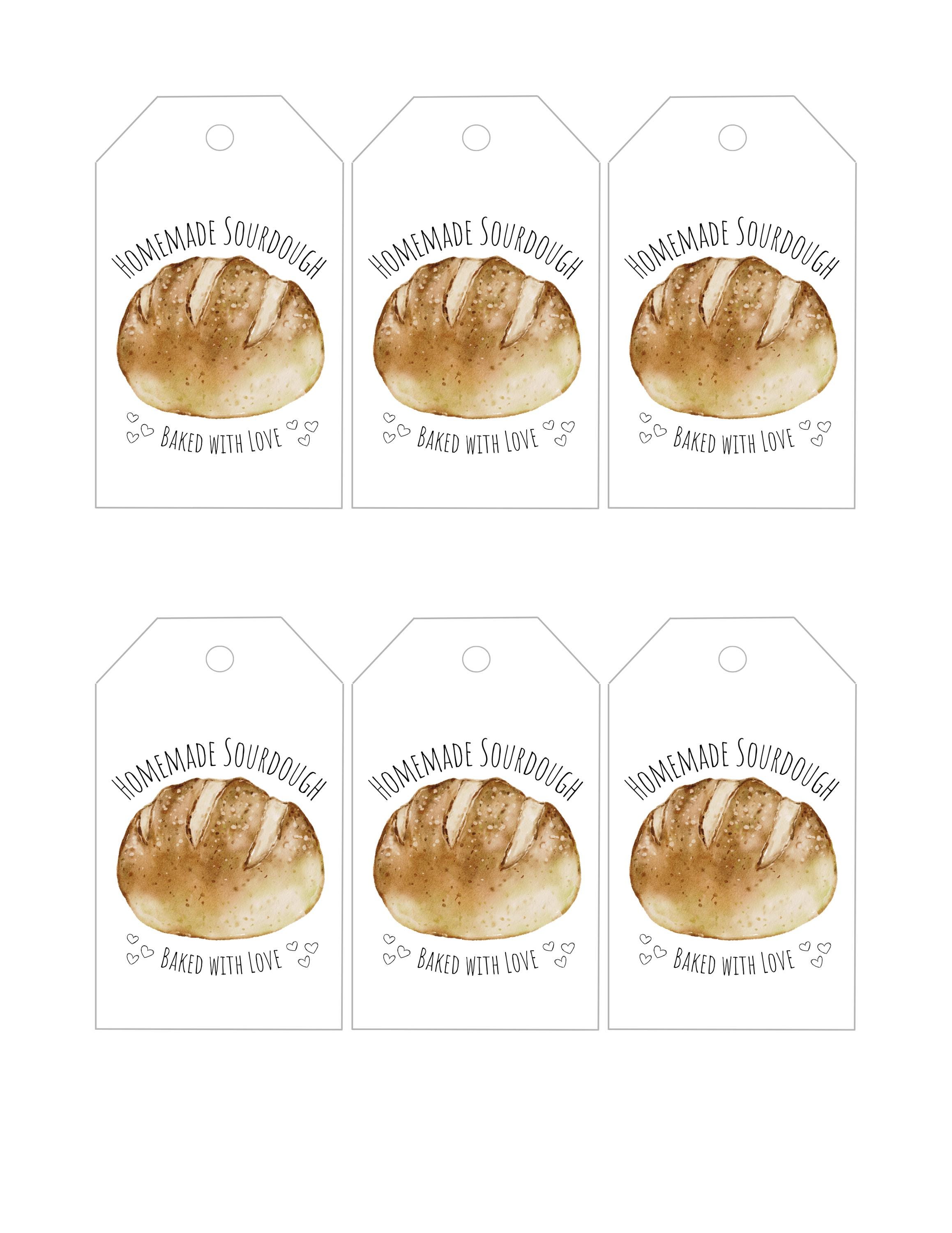 Printable Sourdough Gift Tag, Homemade Baked With Love Gift Tag, Bread ...