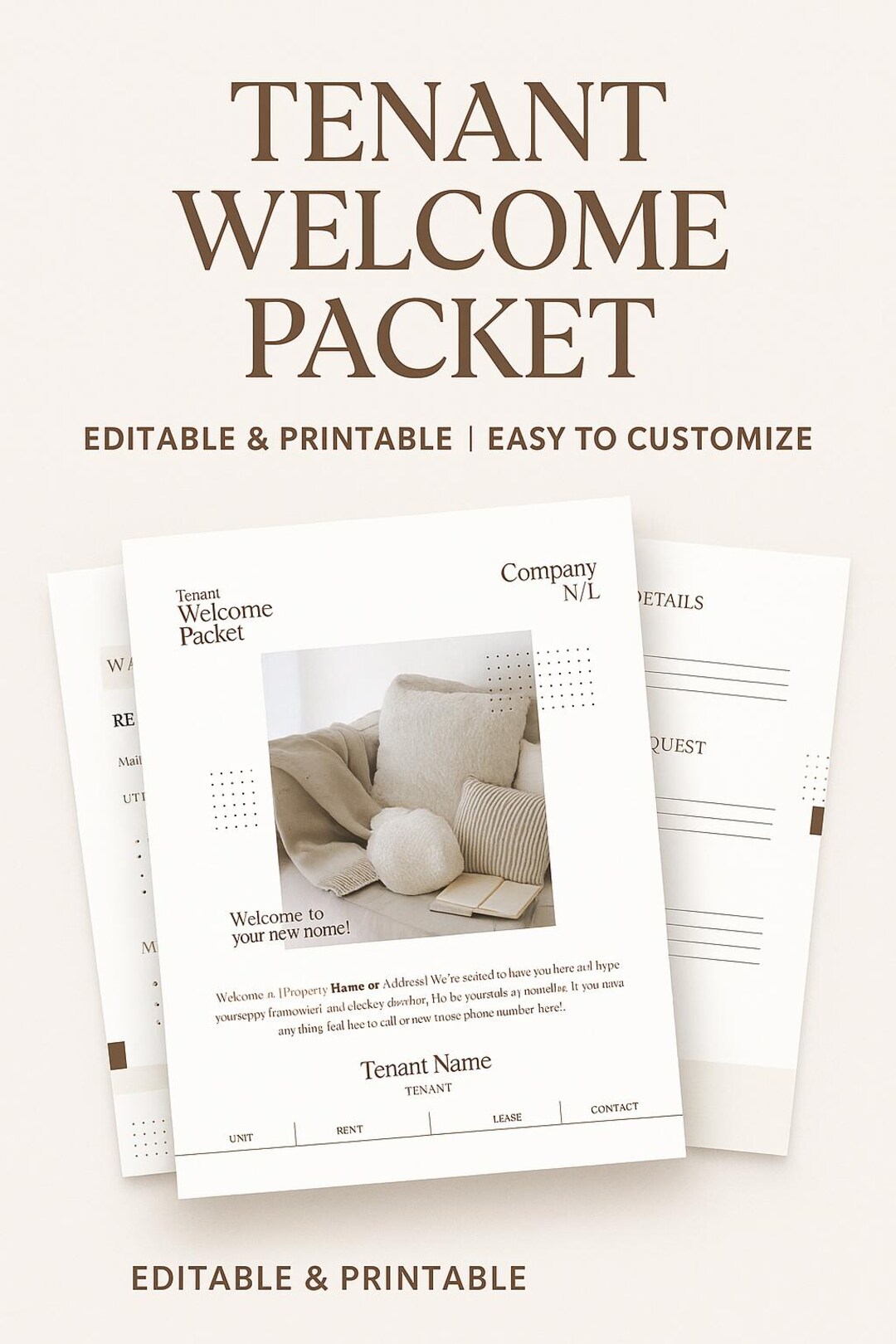 Tenant Welcome Packet: Fillable PDF, Move-in Checklist, Landlord ...