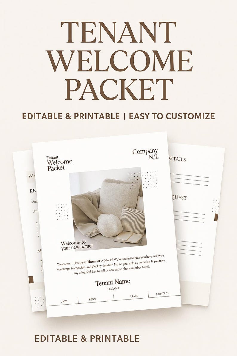 Tenant Welcome Packet: Fillable PDF, Move-in Checklist, Landlord ...