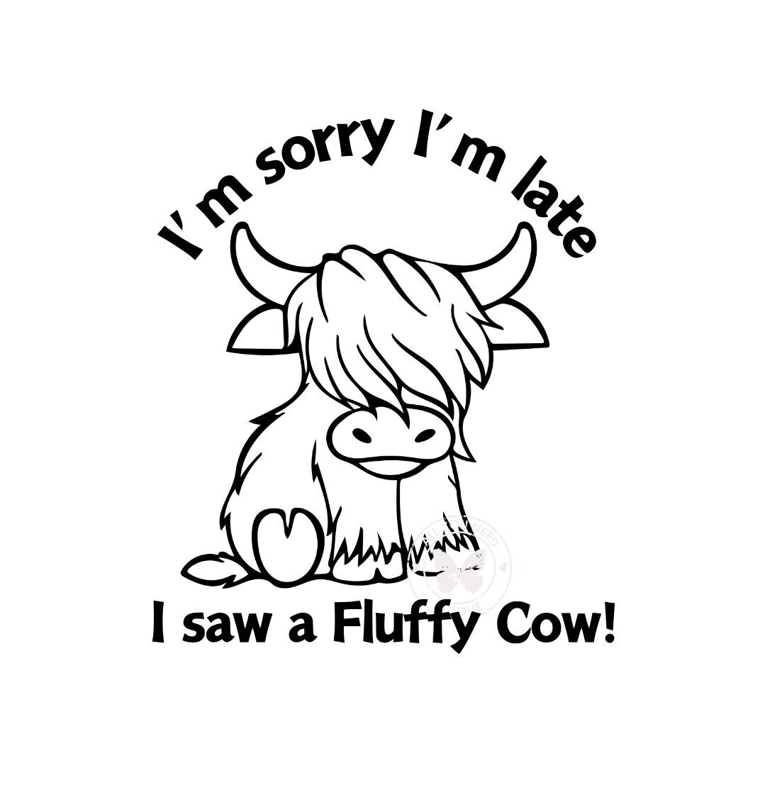 Sorry I'm Late Highland Cow PNG SVG - Etsy