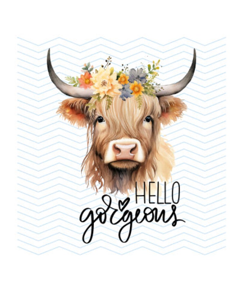 Hello Gorgeous Highland Cow PNG - Etsy