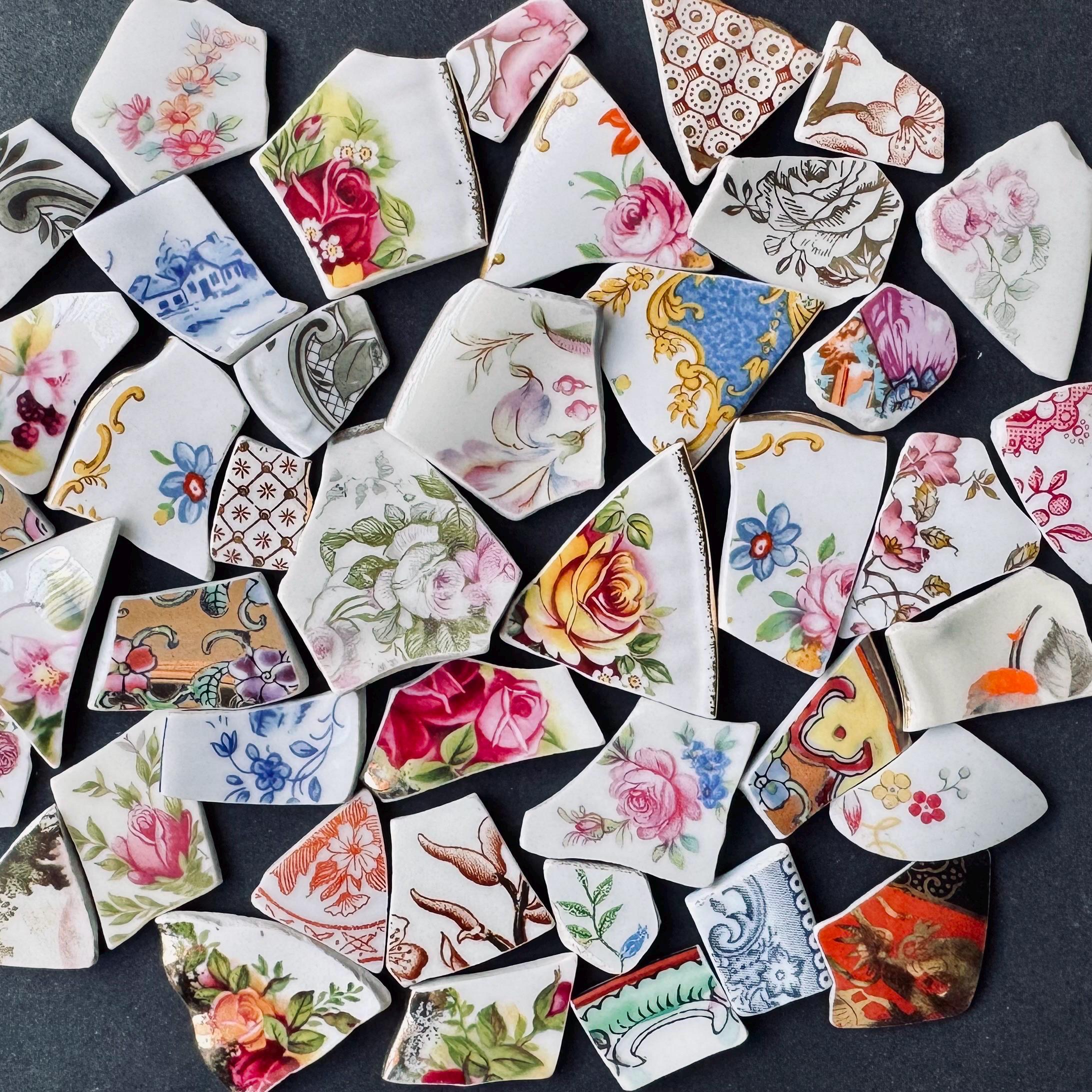 Bulk Vintage Porcelain Shards 0.4"-1.5" | Fine Bone China Multi-color ...