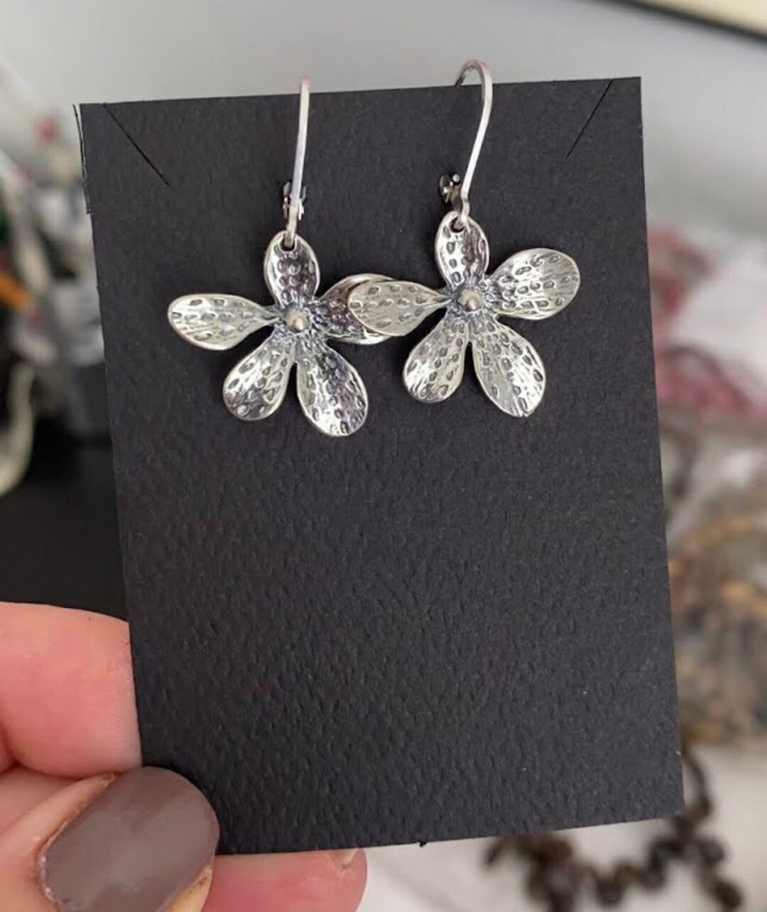 Blumen Ohrringe, Sterling Silber Ohrringe, Geschenk für Naturliebhaber ... Blumen Ohrringe, Sterling Silber Ohrringe, Geschenk für Naturliebhaber ...