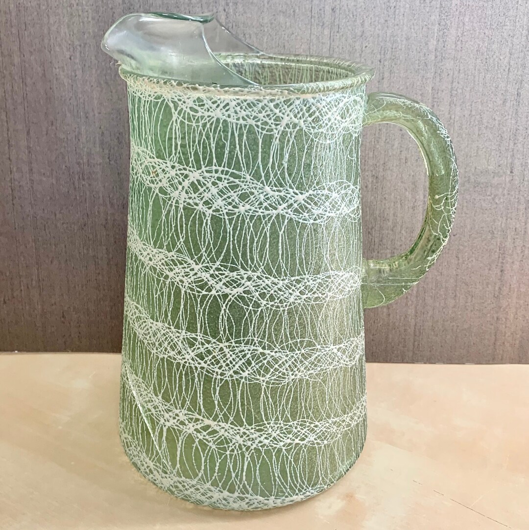 Vintage 1960s Green Spaghetti String Pitcher White Strings - Etsy