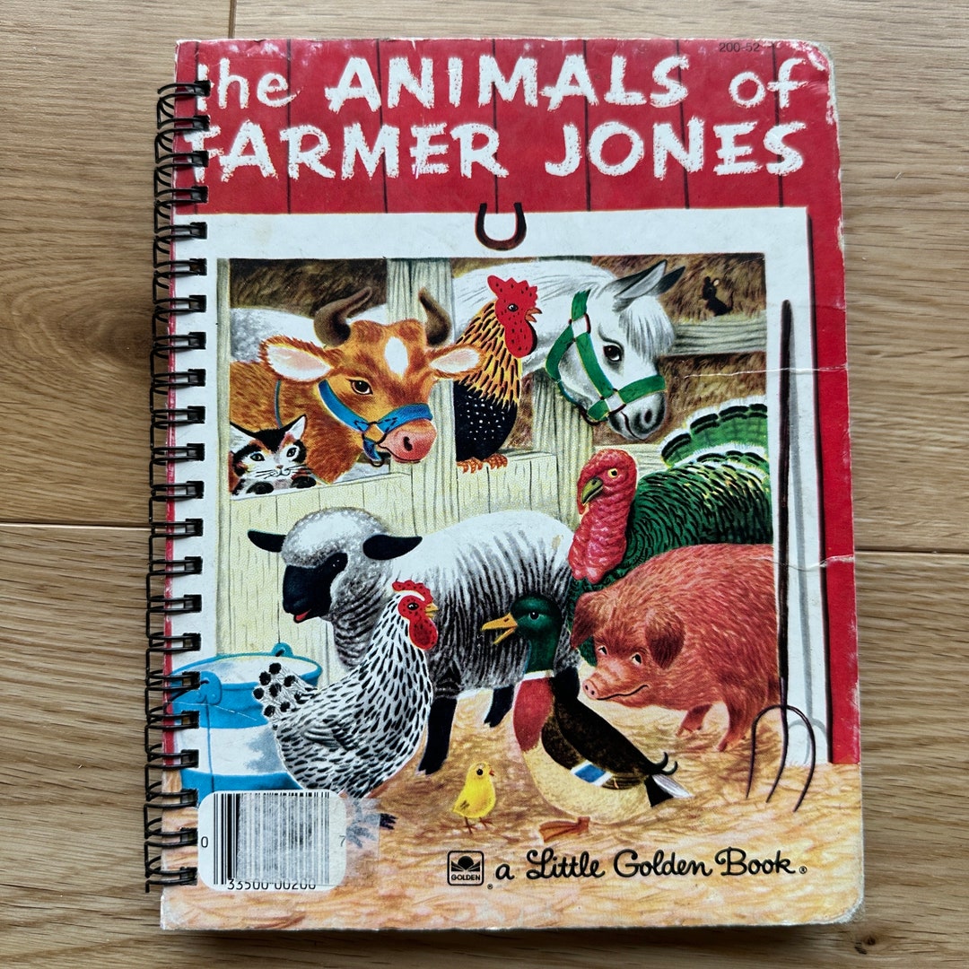 Upcycled Writing Journal the ANIMALS of Farmer JONES Little Golden Book ...