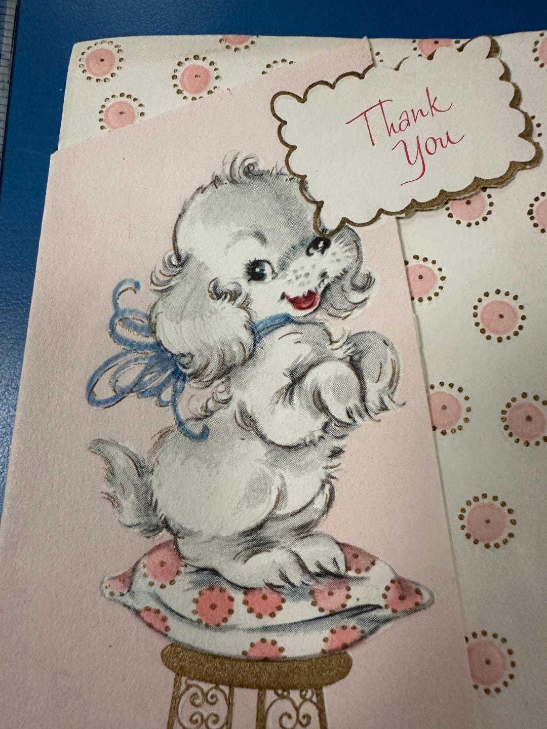 FREE SHIP: Vintage "thank You" Greeting Card W/adorable Poodle ...