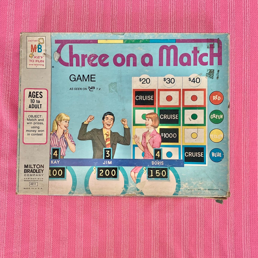 Vintage Board Game three on a Match in Box With Lots of Playing Pieces ...
