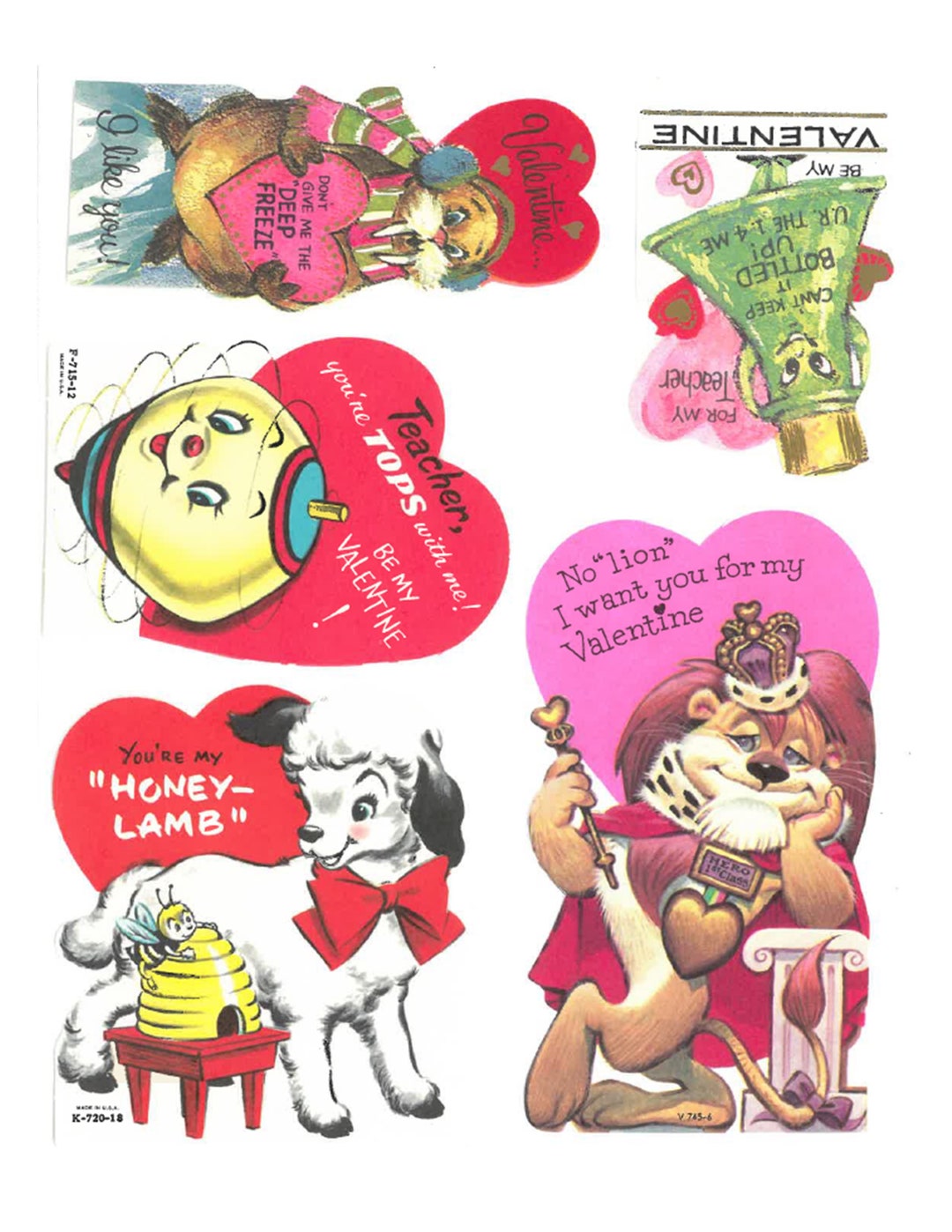 Printable Authentic ANIMALS Vintage Valentine Cards - Ephemera ...