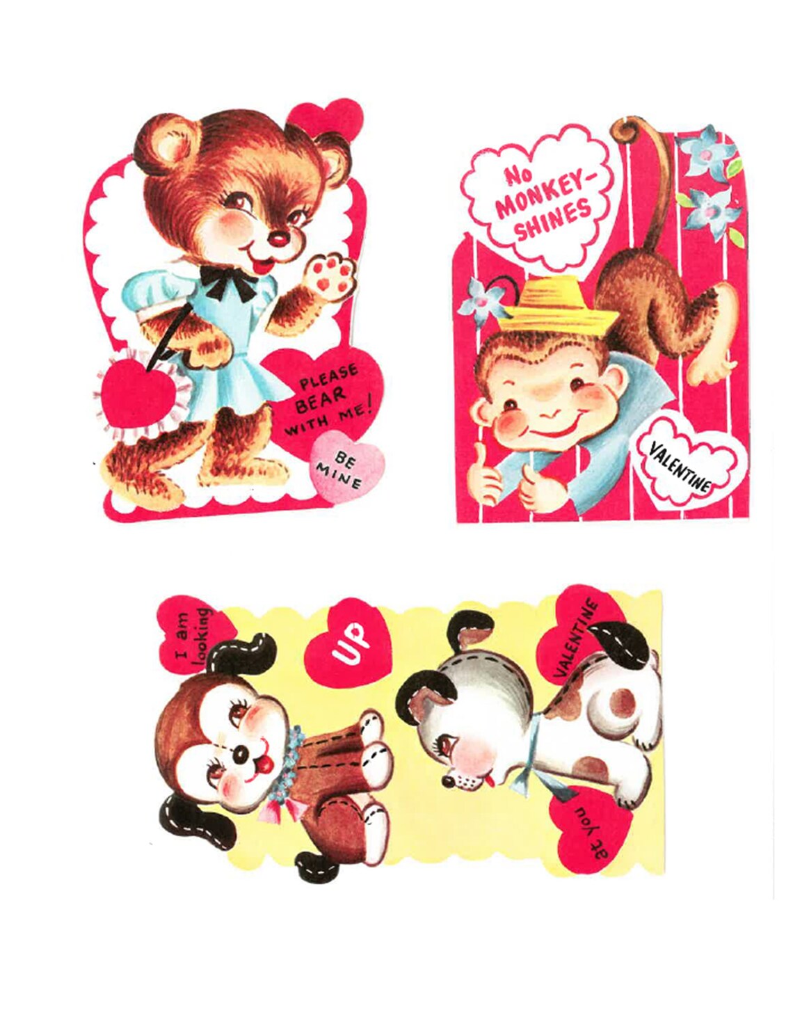 Printable Authentic ANIMALS Vintage Valentine Cards Collage - Etsy