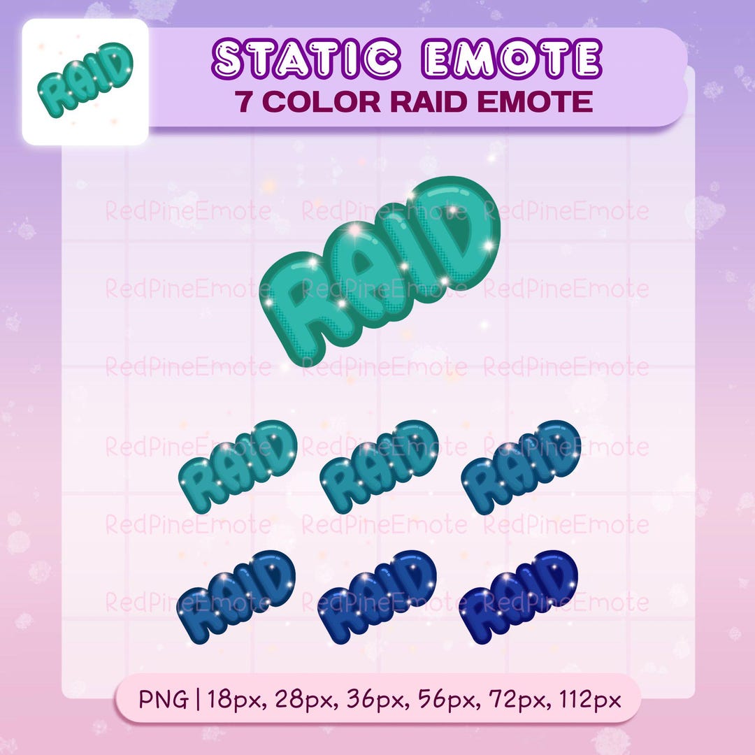 RAID Emote Icon, 7 Color Green Blue RAID Twitch Channel Point, Star ...