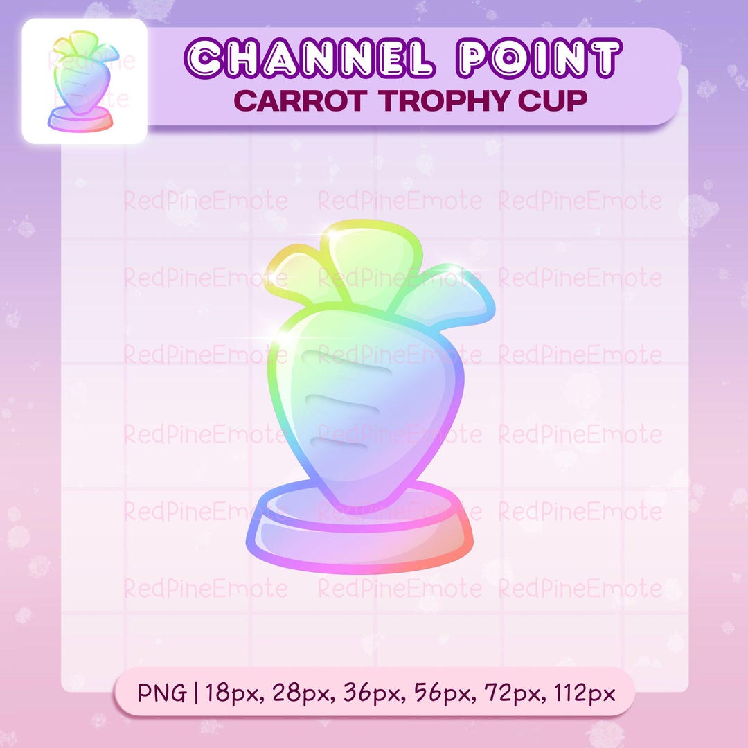 Pastel Carrot Trophy Cup Icon, Rainbow Carrot Twitch Channel Point ...