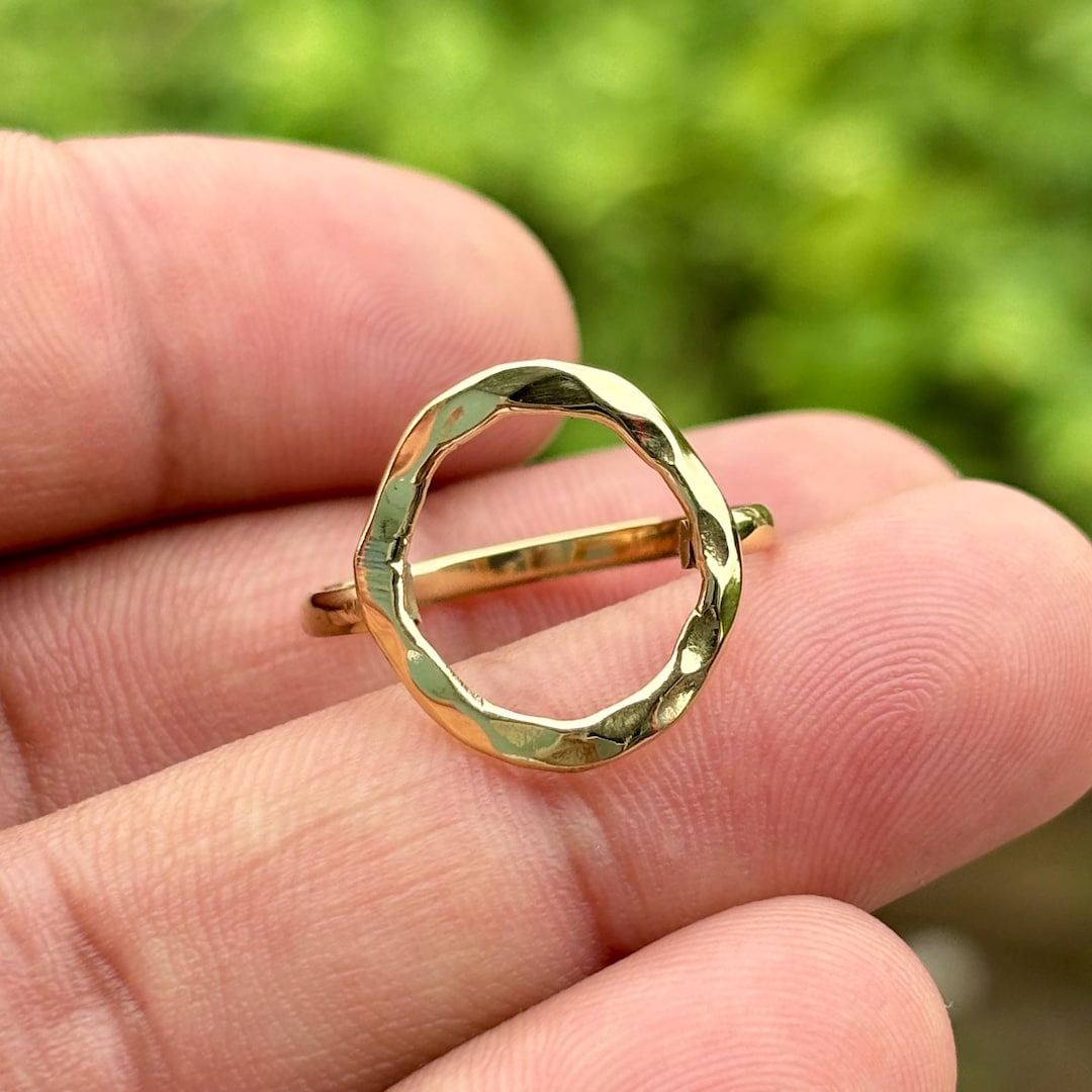 Handmade Hammered Brass Open Circle Ring, Minimalist Ring, Boho ...