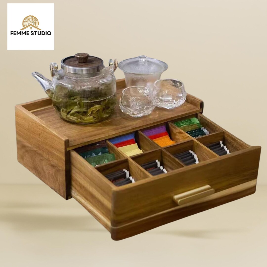 Solid Wood Tea Bag Organizer: Drawer-type Tea Storage Box - Etsy