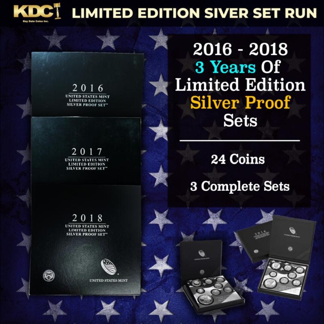2016-2018 3 Years of Limited Edition Silver Proof Sets - 24 Coins, 3 ...