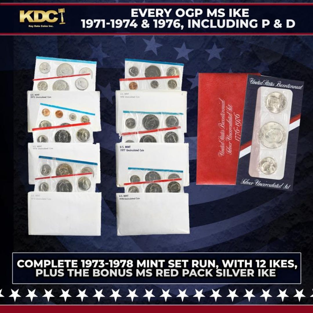 1973-1978 Mint Set Run Plus Bonus Silver Bicentennial "red Pack" 77 ...
