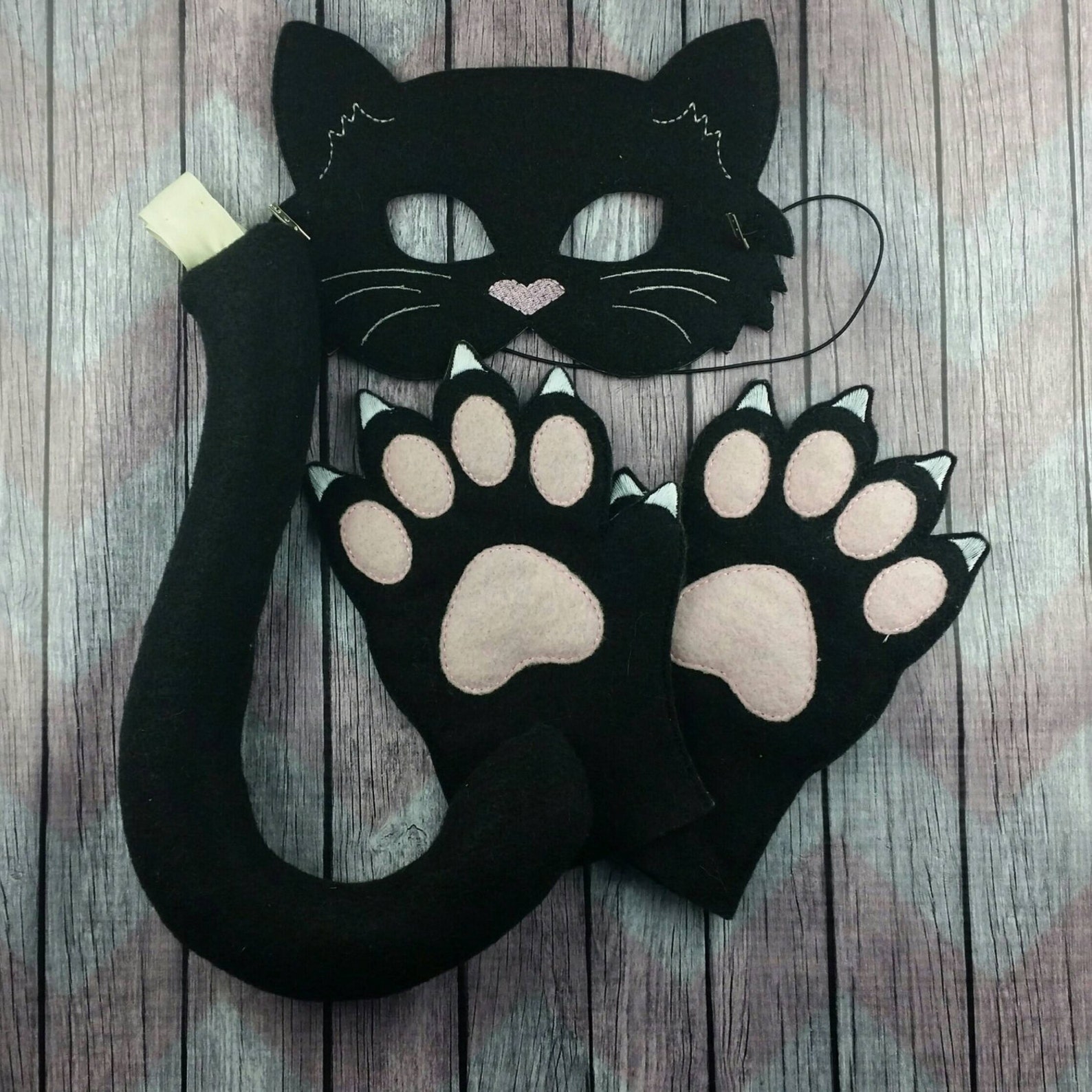Black Cat Costume Tail Kitty Cat Tail Halloween Cat Tail Etsy