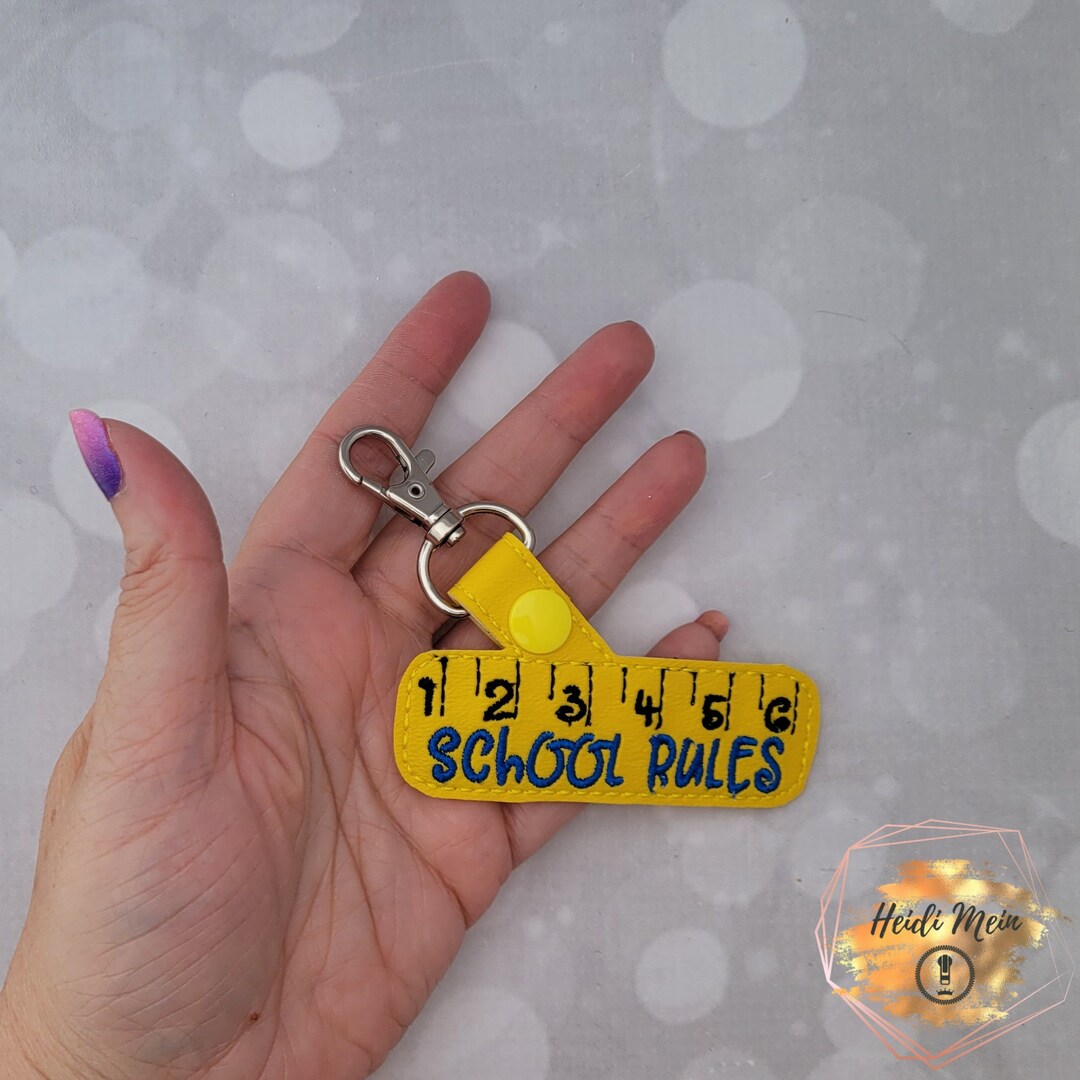 School Rules Ruler Snap Tab Keychain - Cute and Functional Accessory ...