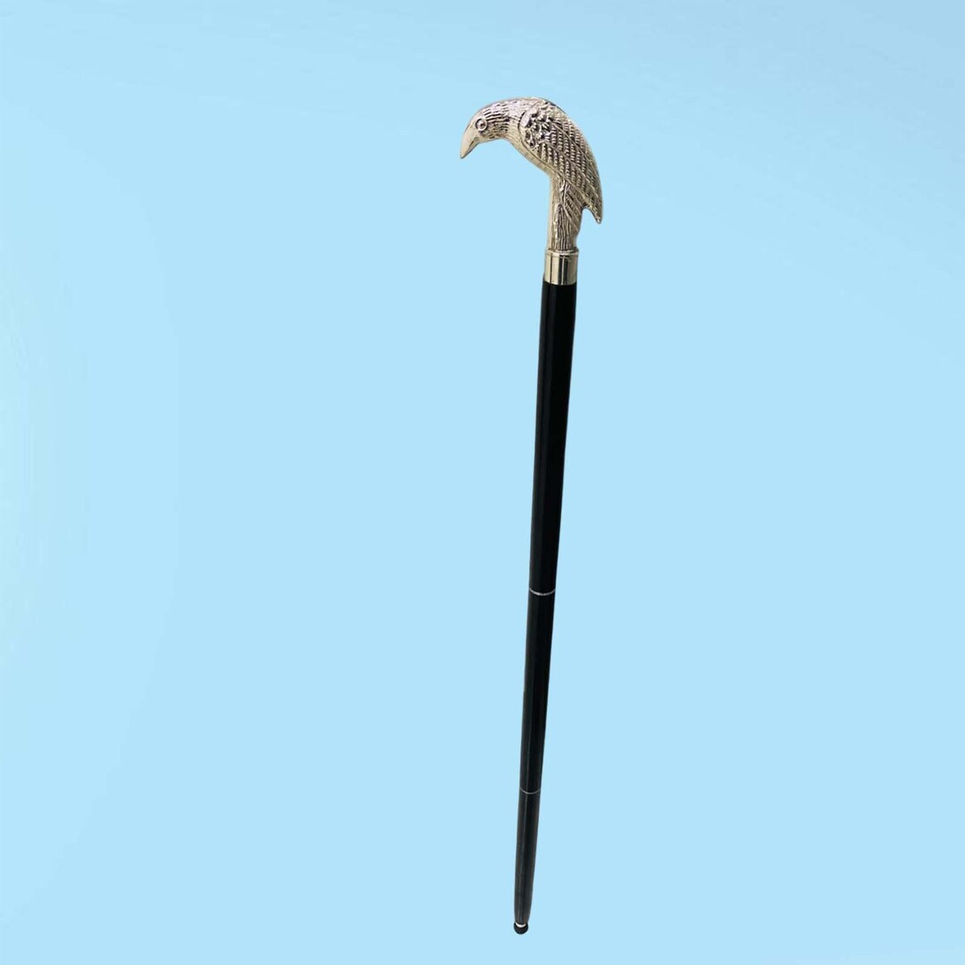 Edgar Allan Poe Raven Handle Walking Stick: Gothic Black Wooden Cane - Etsy