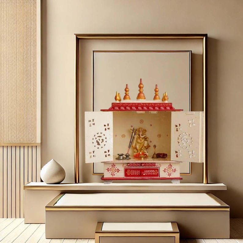 Handcrafted Wooden Pooja Mandir | Wall Mount Temple | Home Altar ...