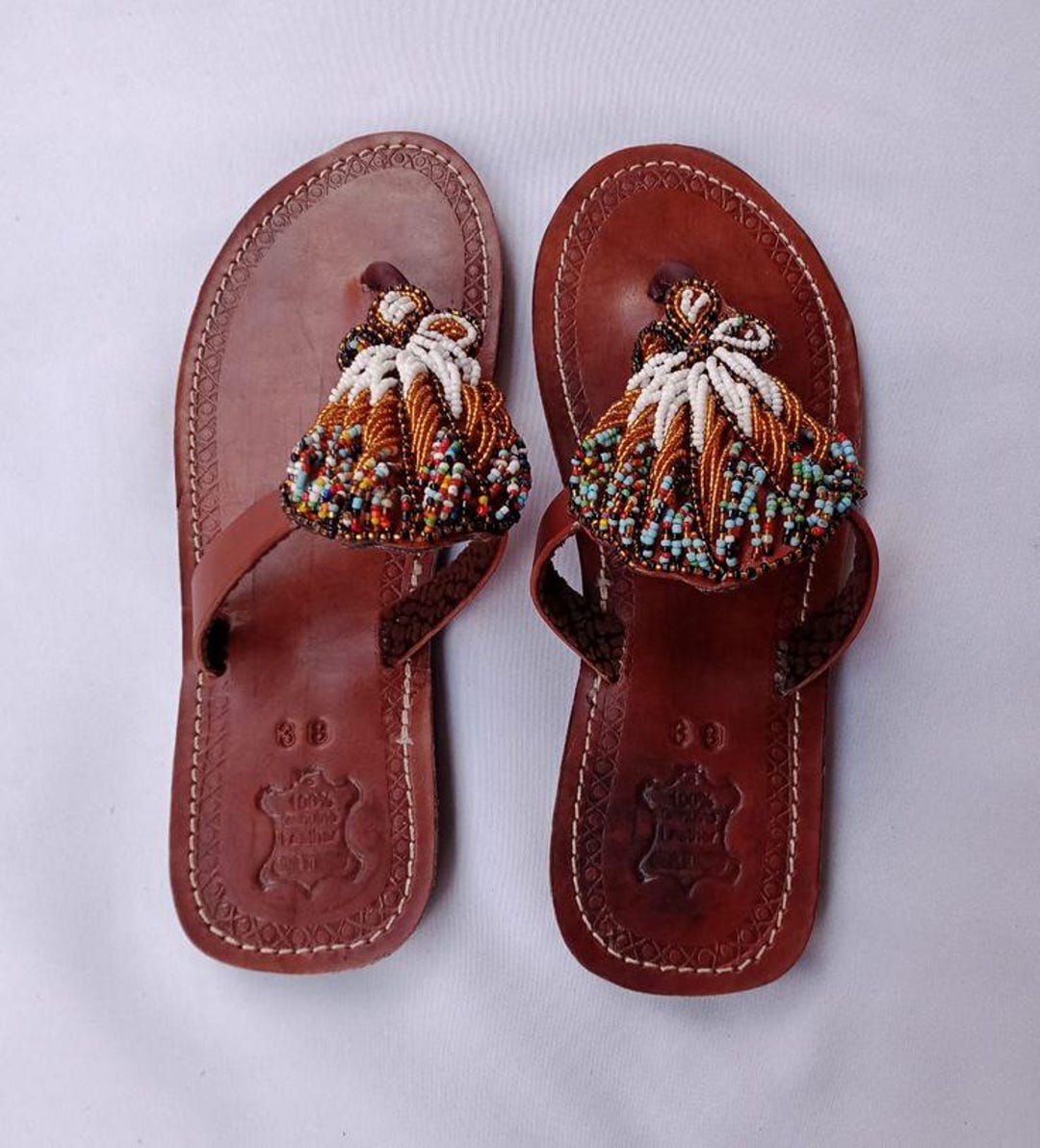 Beaded Leather Sandals Seeds Beads Sandals Summer Sandals Beach Shoes ...