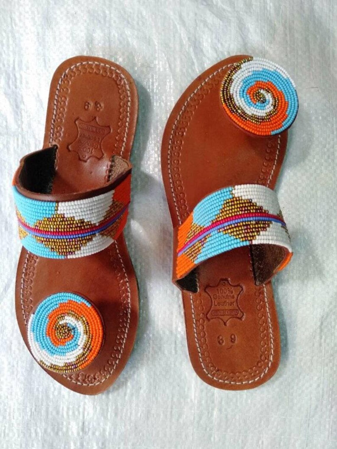 Beaded Leather Sandals Seeds Beads Sandals Summer Sandals Beach Shoes ...