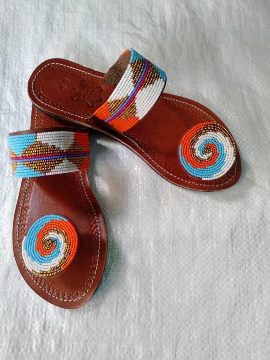 Beaded Leather Sandals Seeds Beads Sandals Summer Sandals Beach Shoes ...