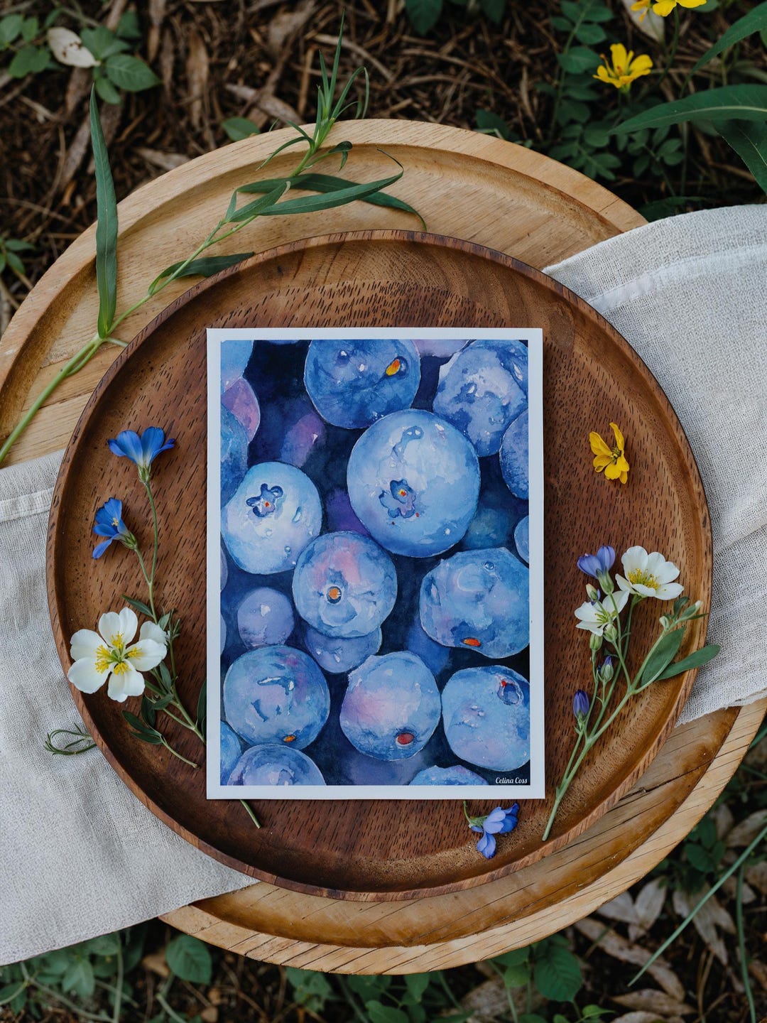 Blueberry Watercolor Print: Kitchen Wall Art, Farmhouse Decor - Etsy