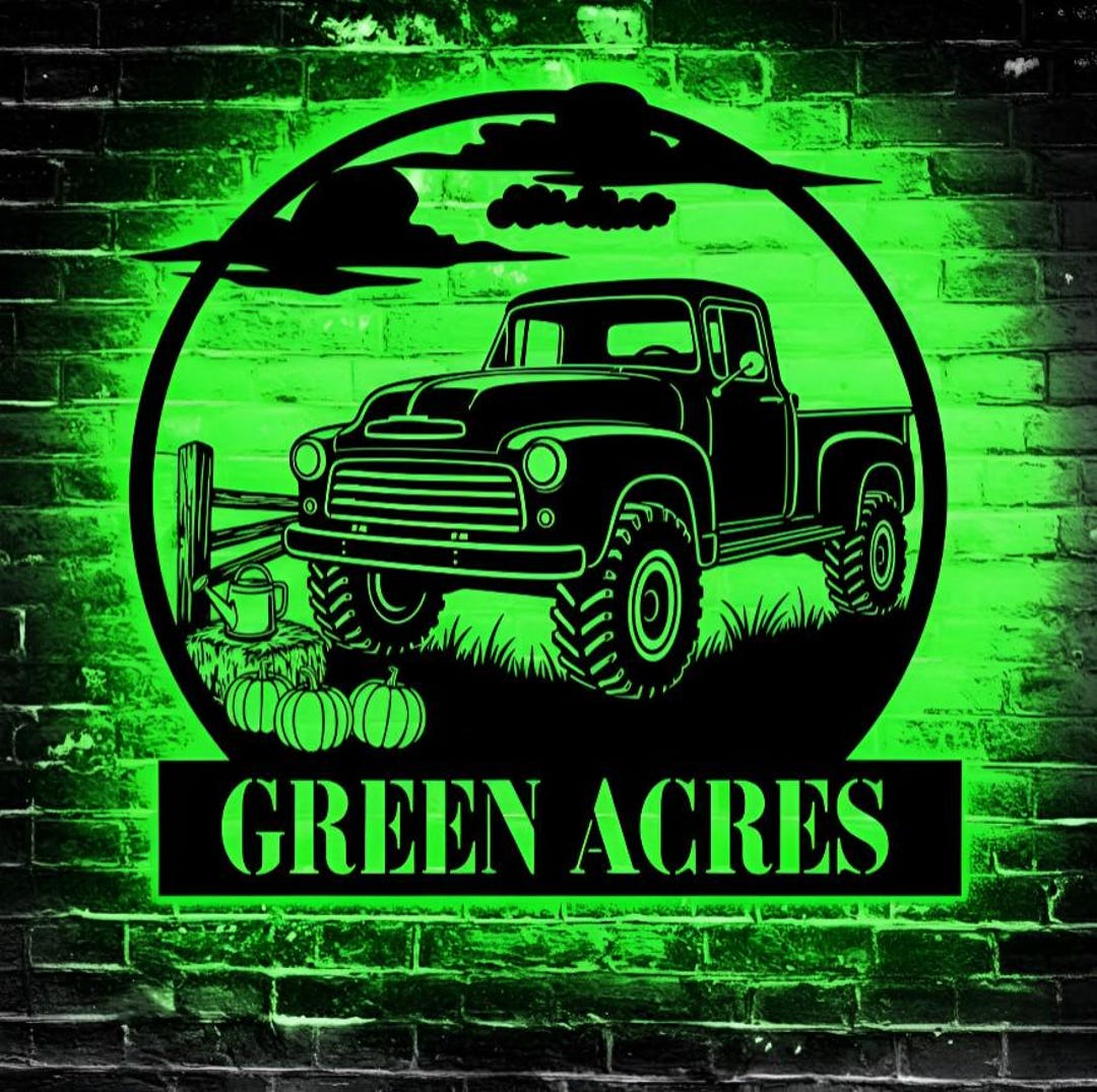 Custom Farm Truck LED Metal Wall Art, Personalized Ranch Name Sign ...