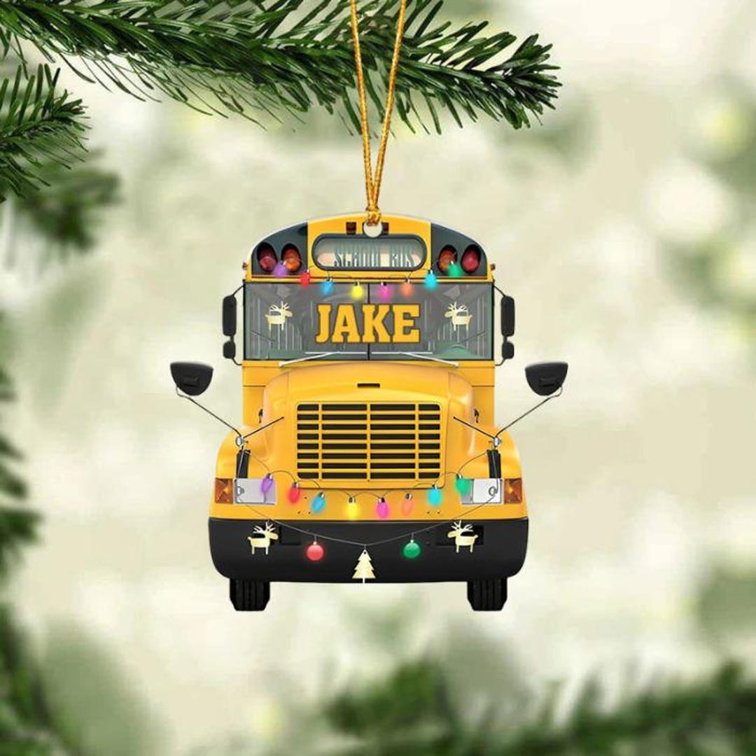 Personalized School Bus Christmas Ornament, Custom Name School Bus ...