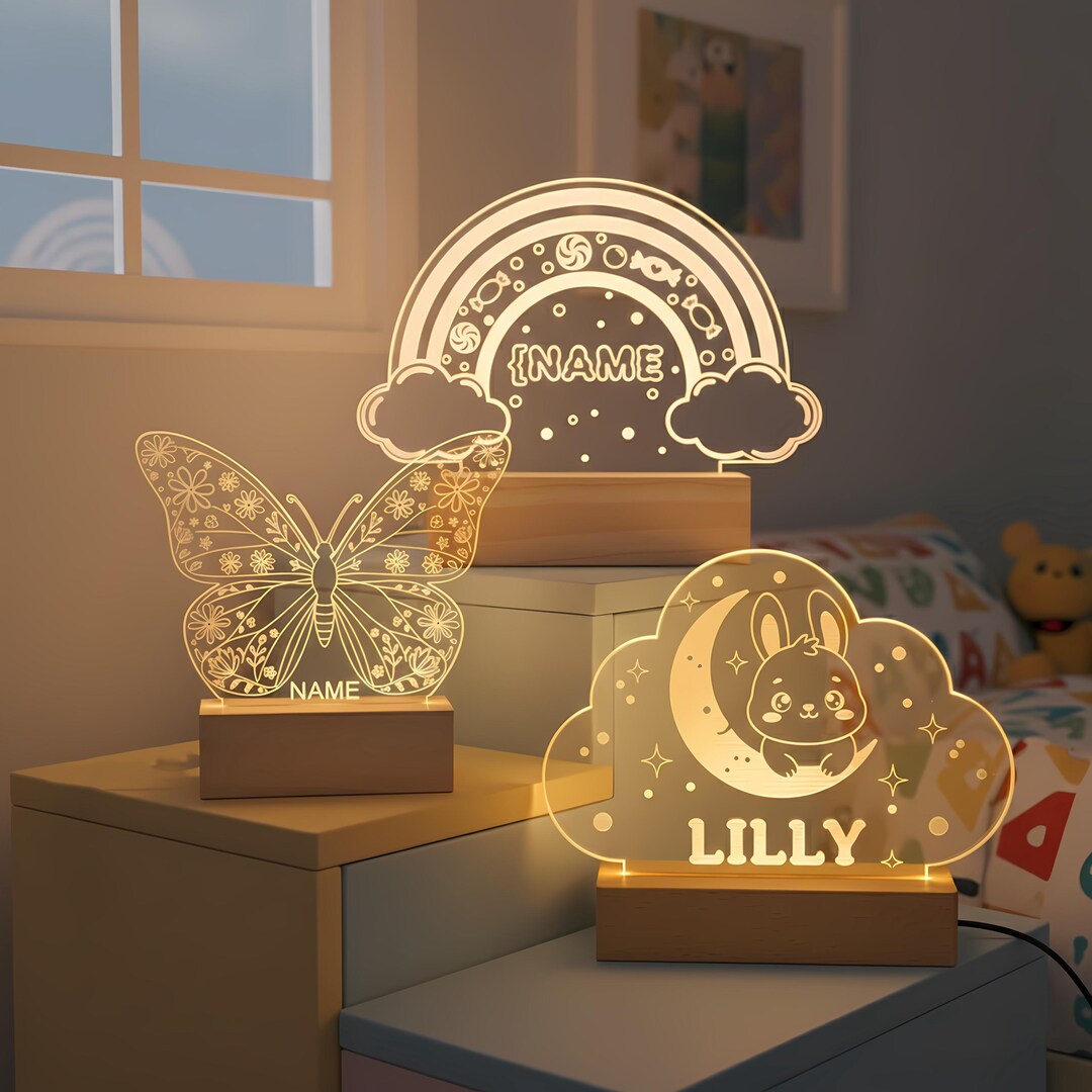 Personalize With Your Name, Custom Night Light, Moon & Stars Butterfly ...