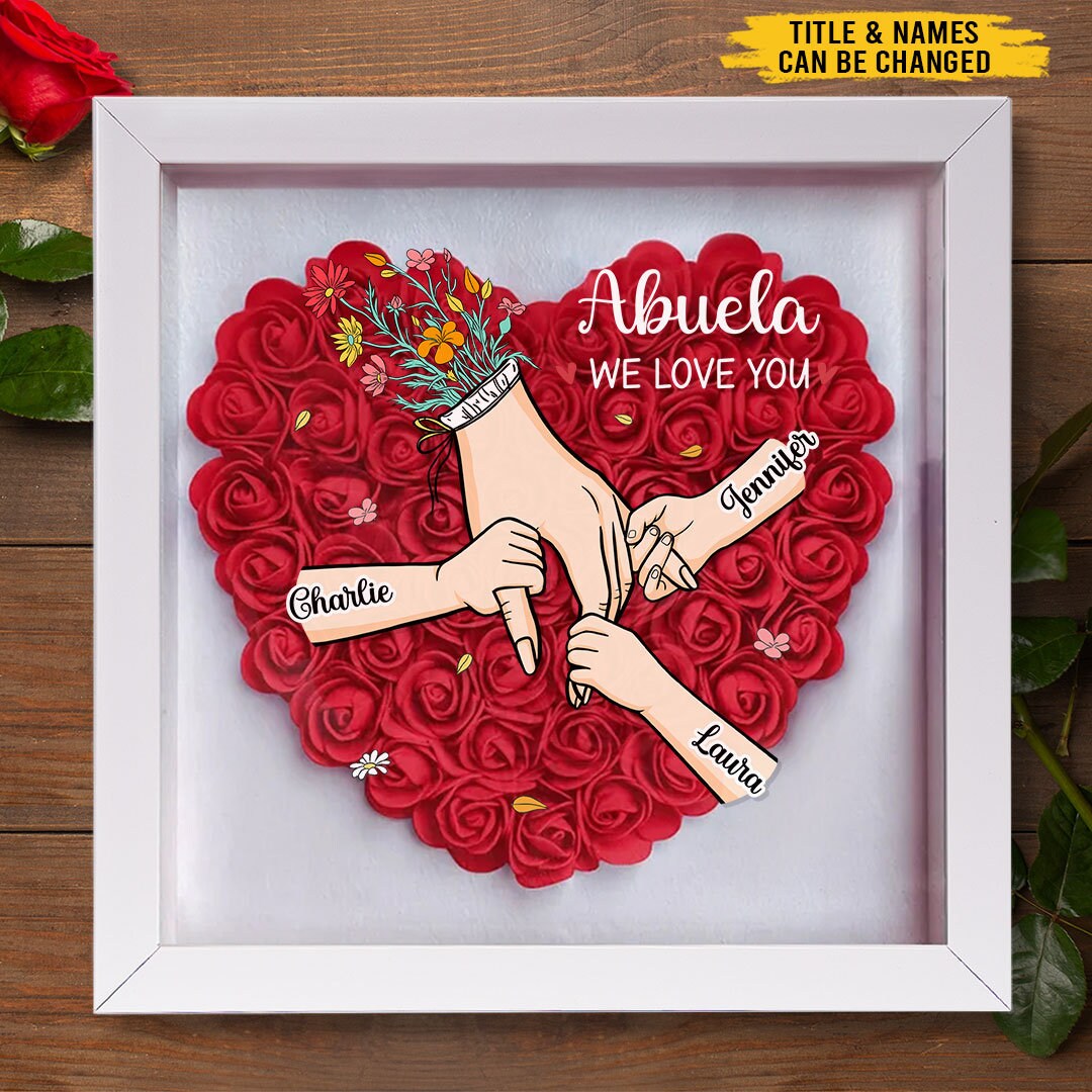 Custom Grandma We Love You Flower Shadow Box, Personalized Shadow Box ...