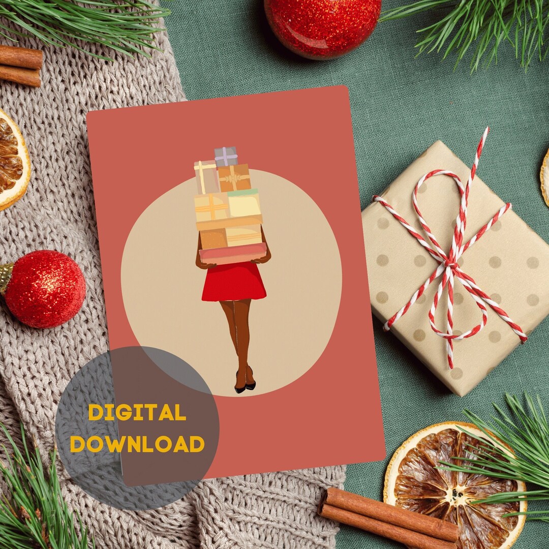 Holiday Card for Black Women INSTANT DOWNLOAD Printable Card, African ...