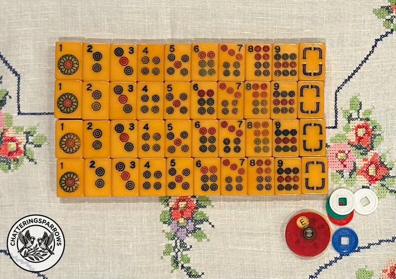 Rare 1930s Mah-jongg Sales of America Vintage Butterscotch Mahjong Set ...